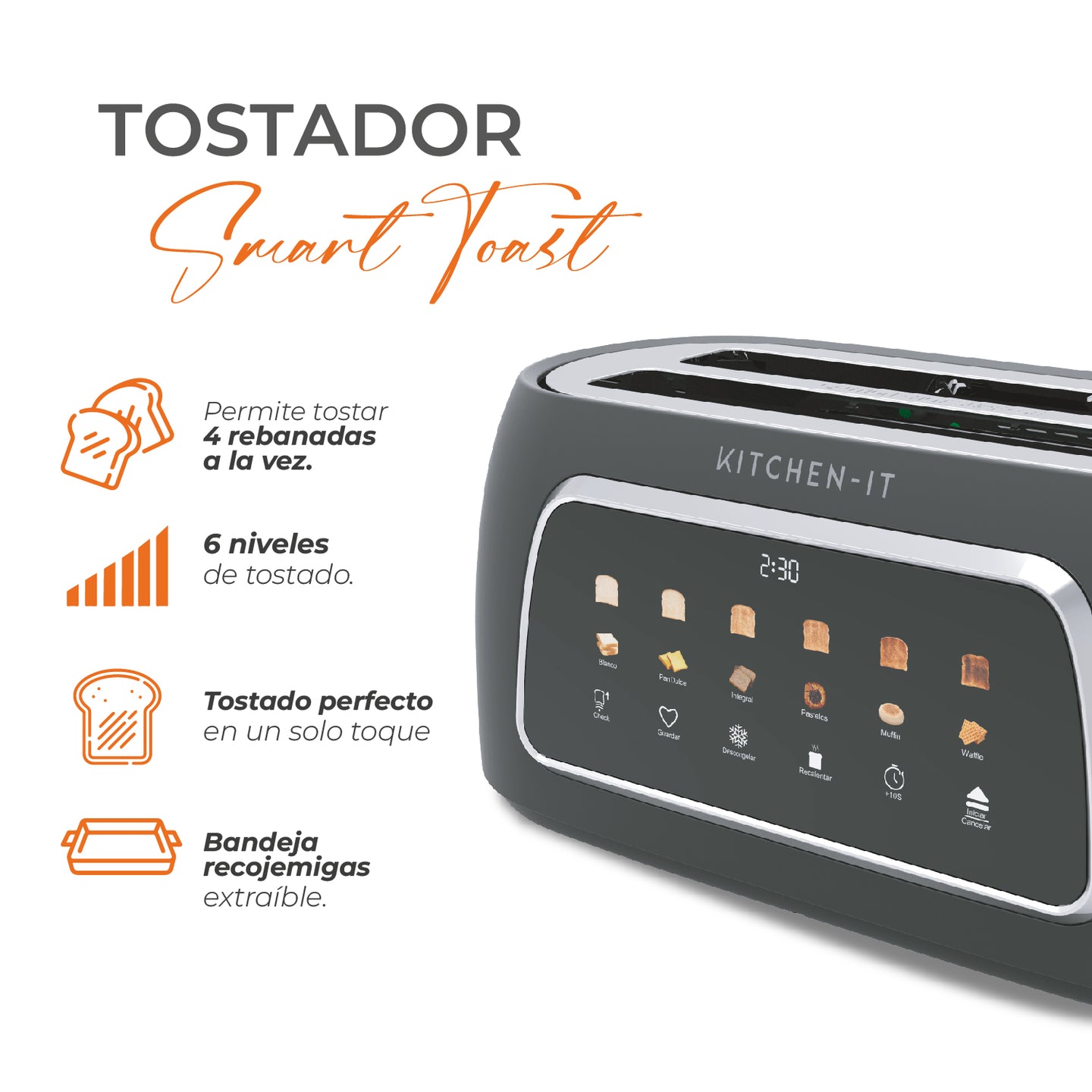 Tostador de Pan Digital Smart Toast - 100% Automático – Kitchen-It